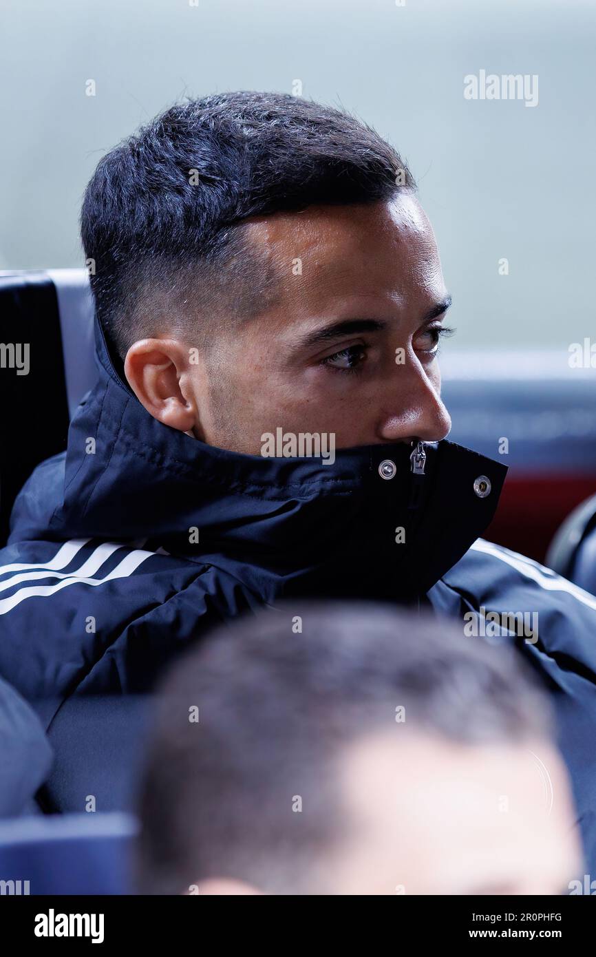 BARCELONA - APR 5: Lucas Vazquez sits on the bench during the Copa del ...