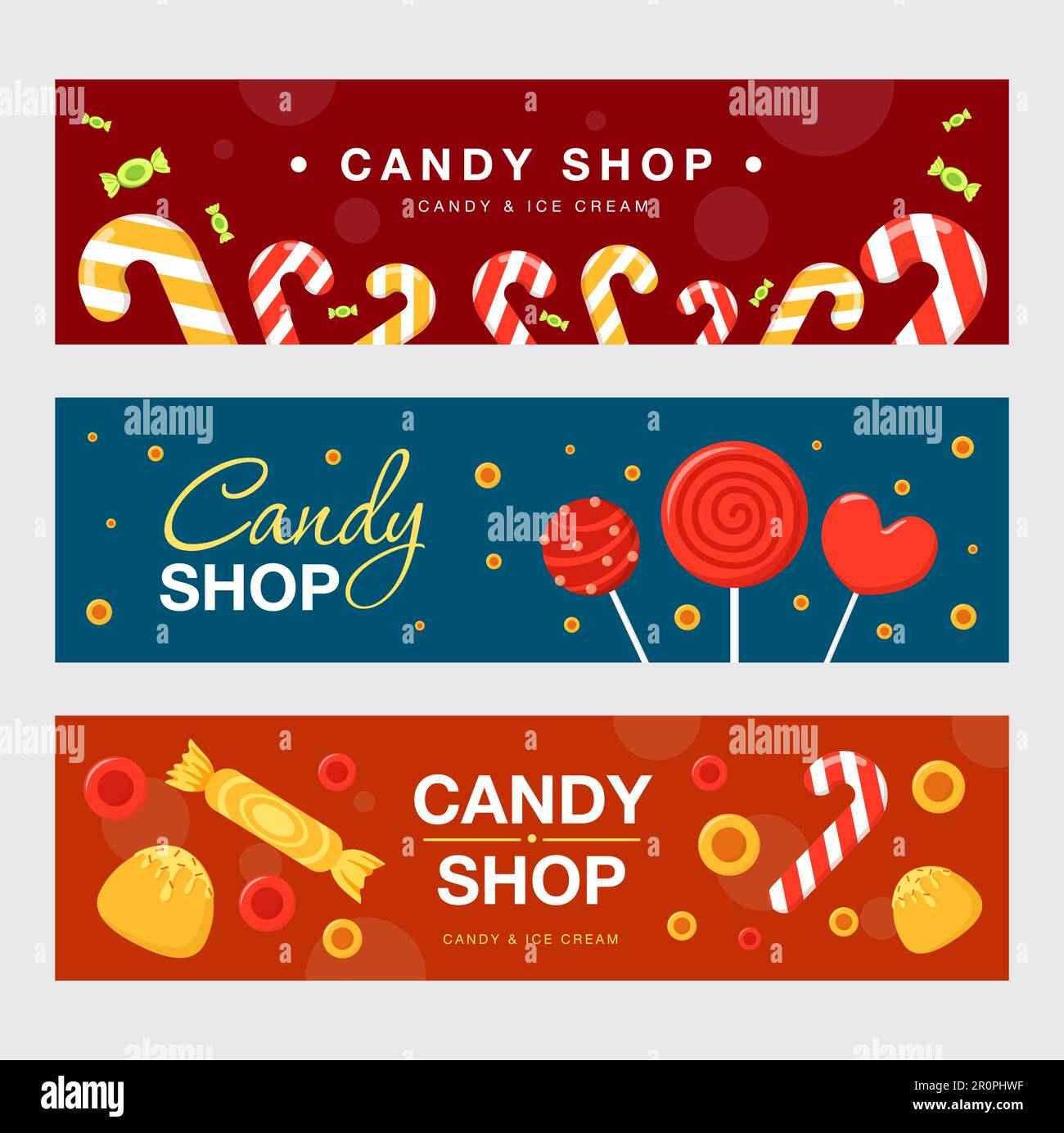 Candy shop banner set Stock Vector Image & Art - Alamy