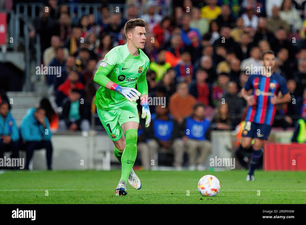 BARCELONA - APR 5: Ter Stegen in action during the Copa del Rey match between FC Barcelona and ...