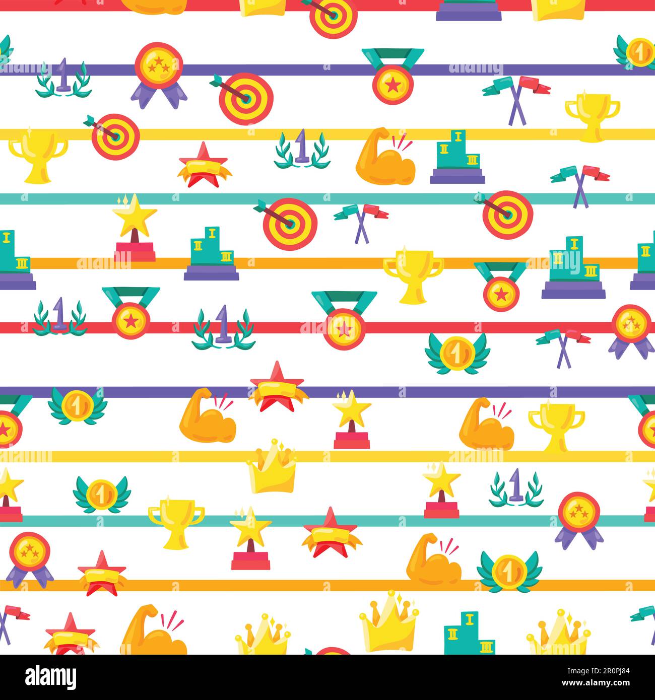Awards seamless color vector pattern. Striped winner background with ...