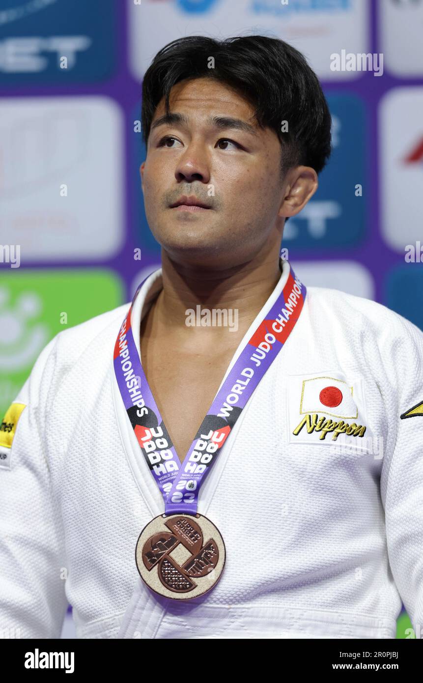 Soichi Hashimoto of Japan celebrates during an award ceremony of men's ...