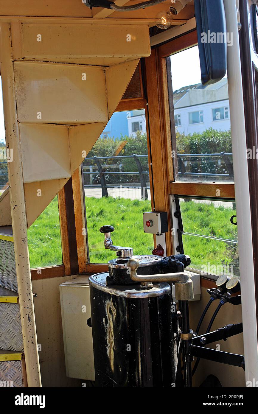 SEATON, DEVON, UK - MARCH 25, 2017 the narrow gauge electric Seaton ...
