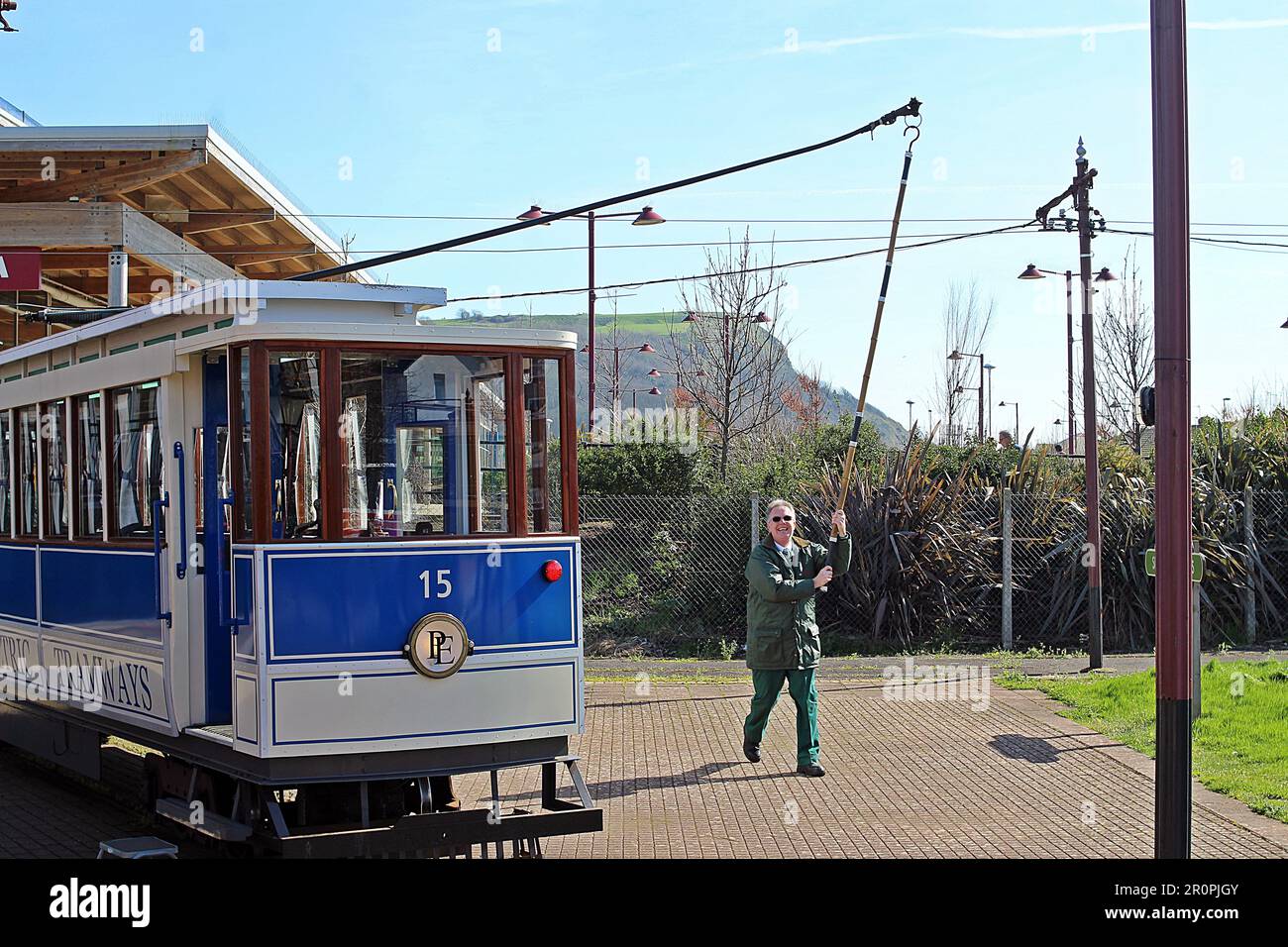 SEATON, DEVON, UK - MARCH 25, 2017 the narrow gauge electric Seaton ...