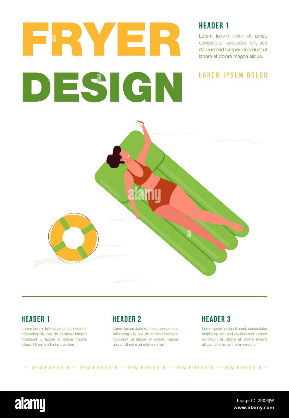 Happy woman floating with air raft in sea Stock Vector Image & Art - Alamy