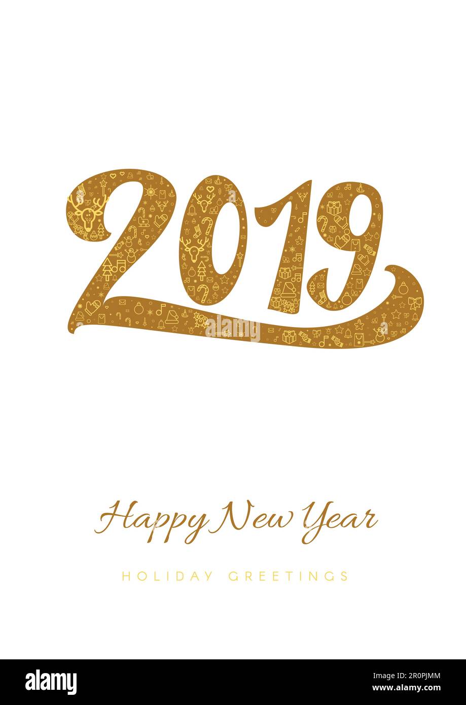 Happy New Year greeting card template. Holiday calligraphy. 2019 ...