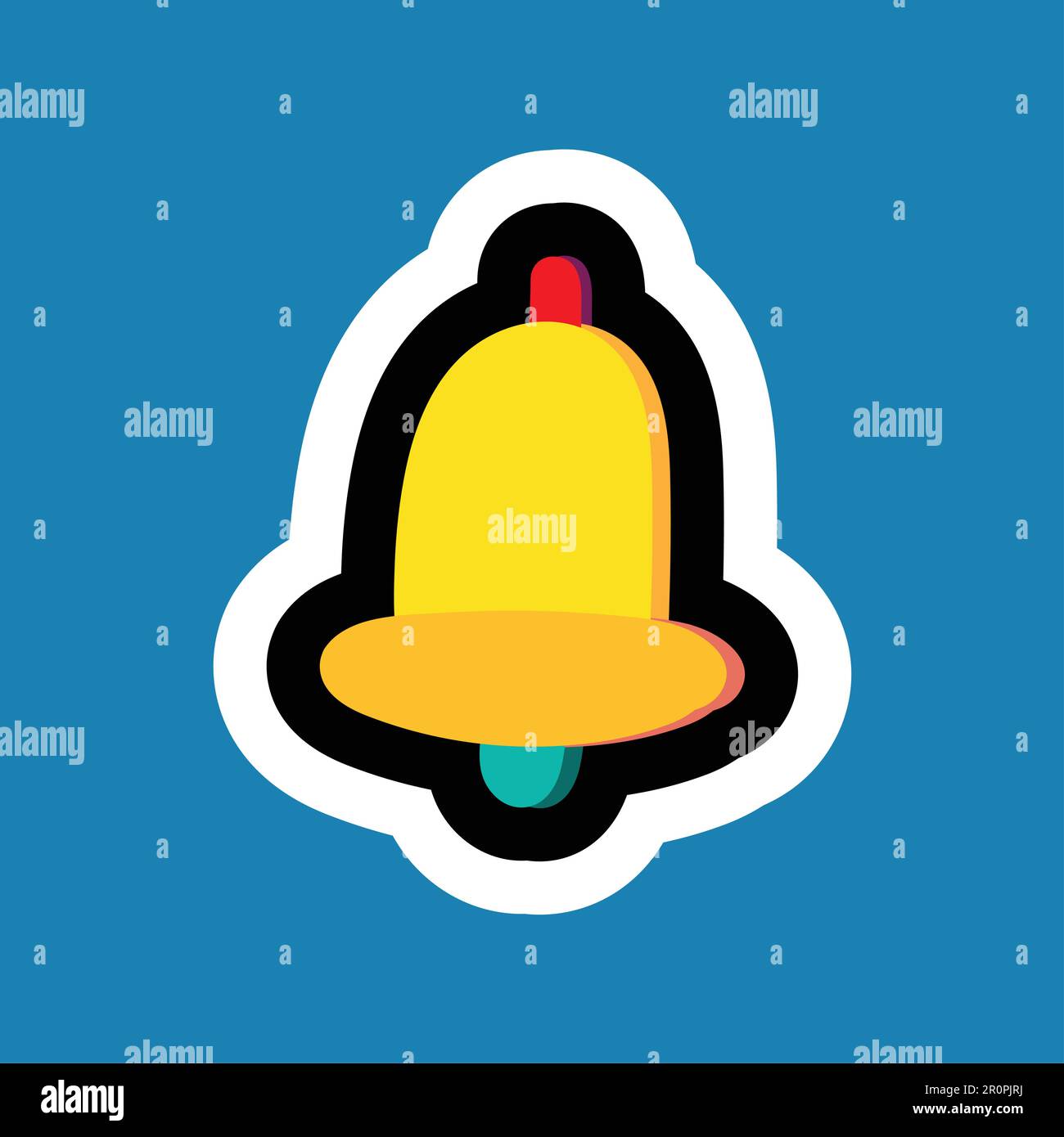 Stylish colorful cartoon business sticker with bell as notification ...