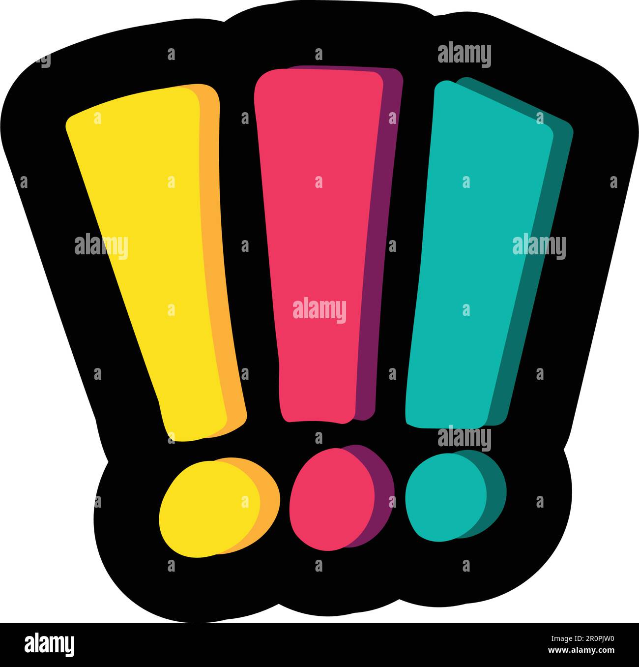 Exclamation marks flat color illustration. Error, problem. Stop sign ...