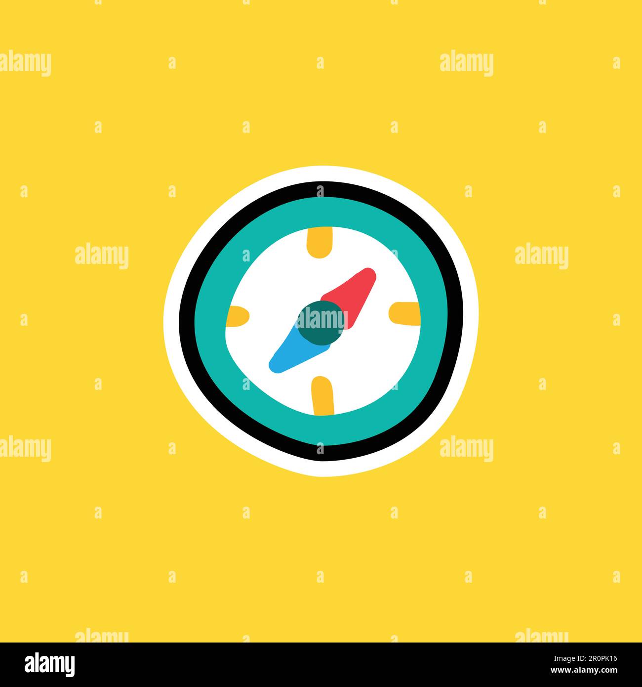 Cartoon sticker with compass. Vector Stock Vector Image & Art - Alamy