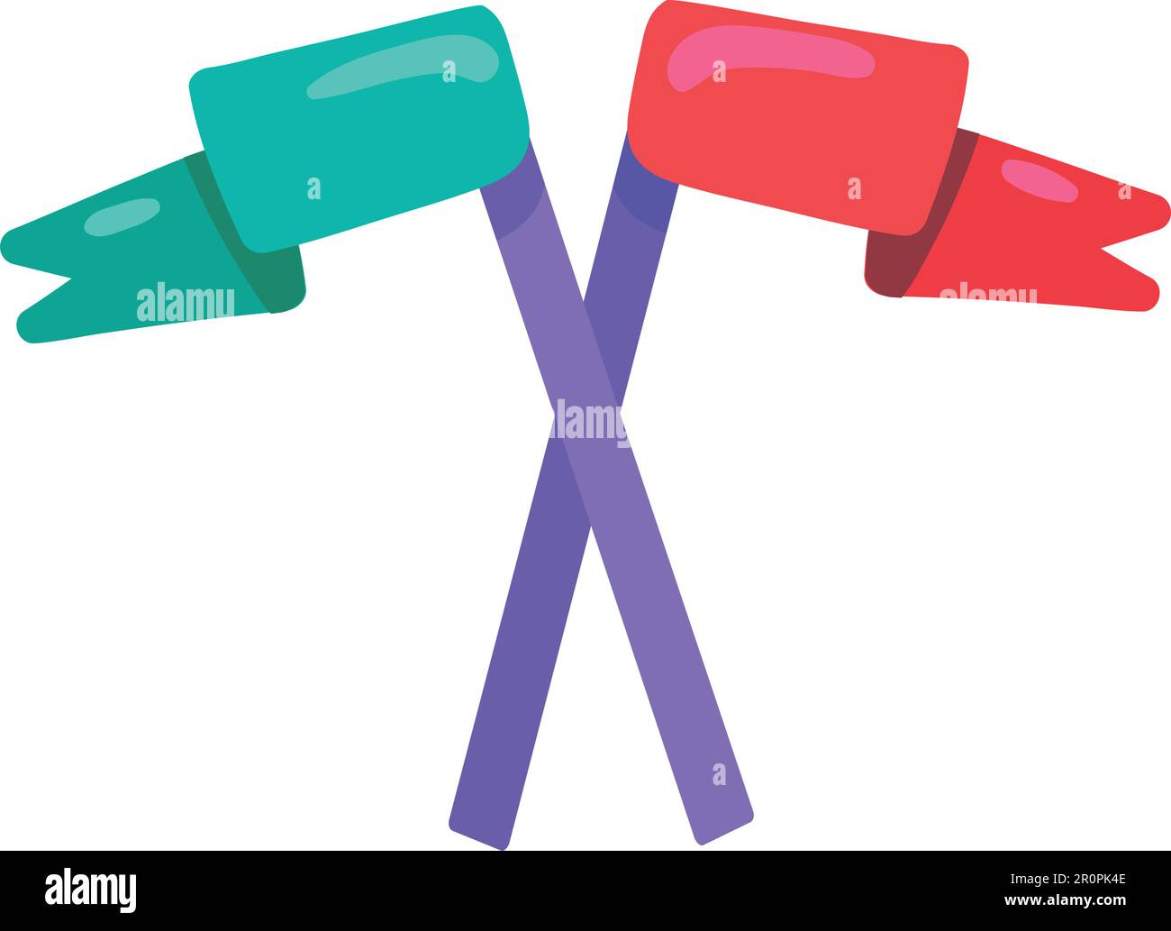 Crossed flags flat color illustration. Competition, contest. Race ...