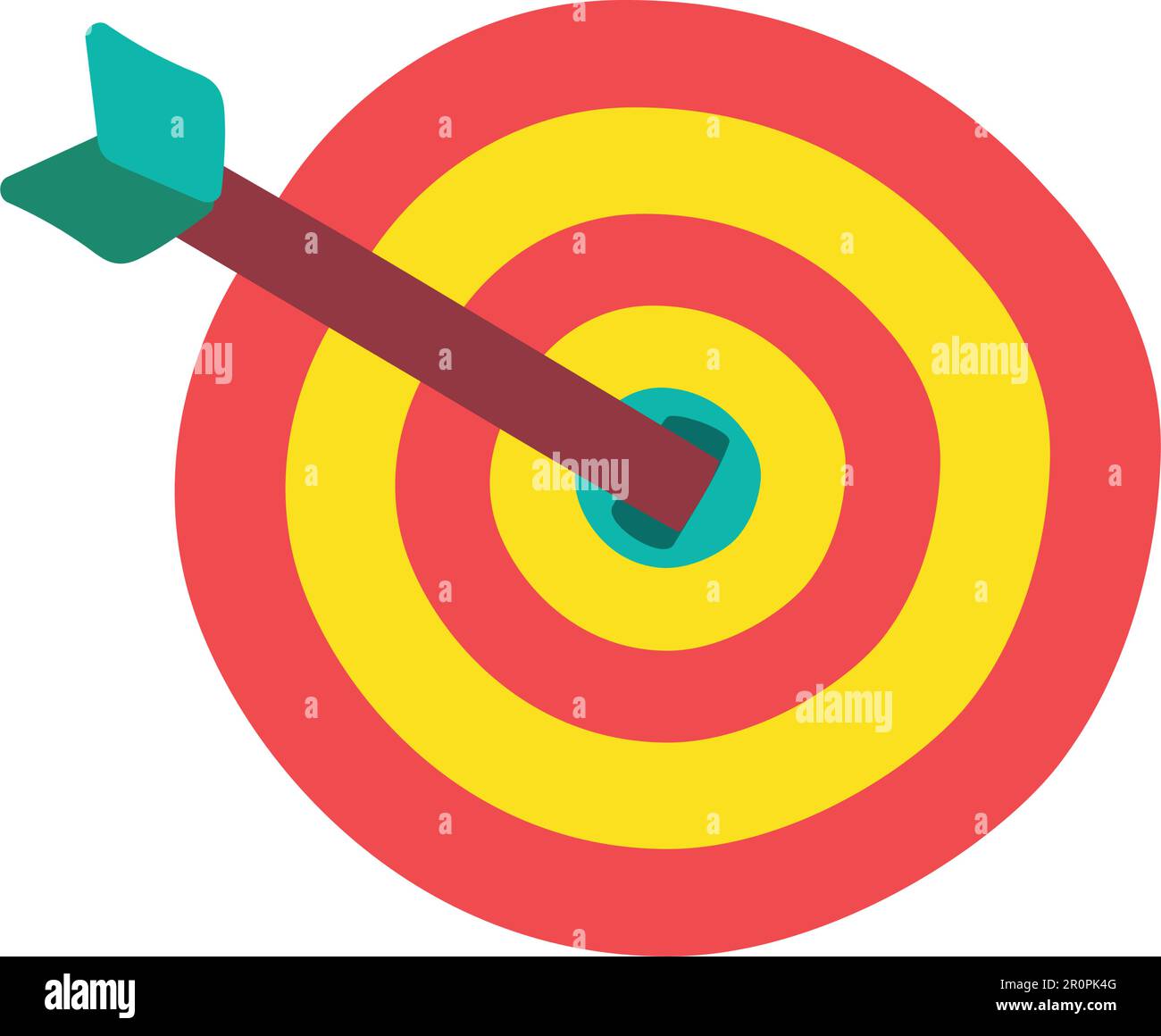 Target with arrow flat color illustration. Dartboard. Goal, focus, aim ...
