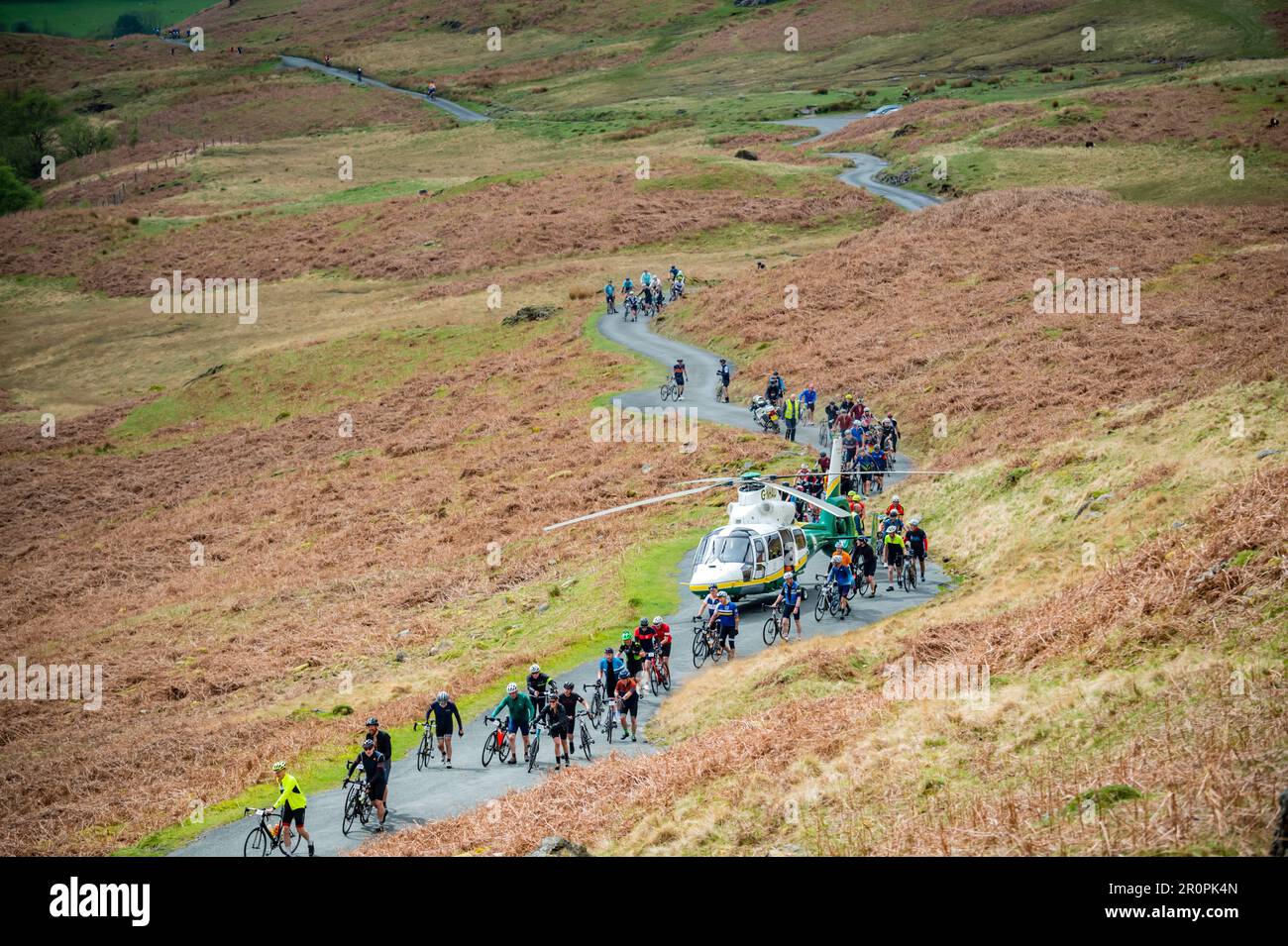 Great North air ambulance attending a callout on Hardknott Pass for an ...
