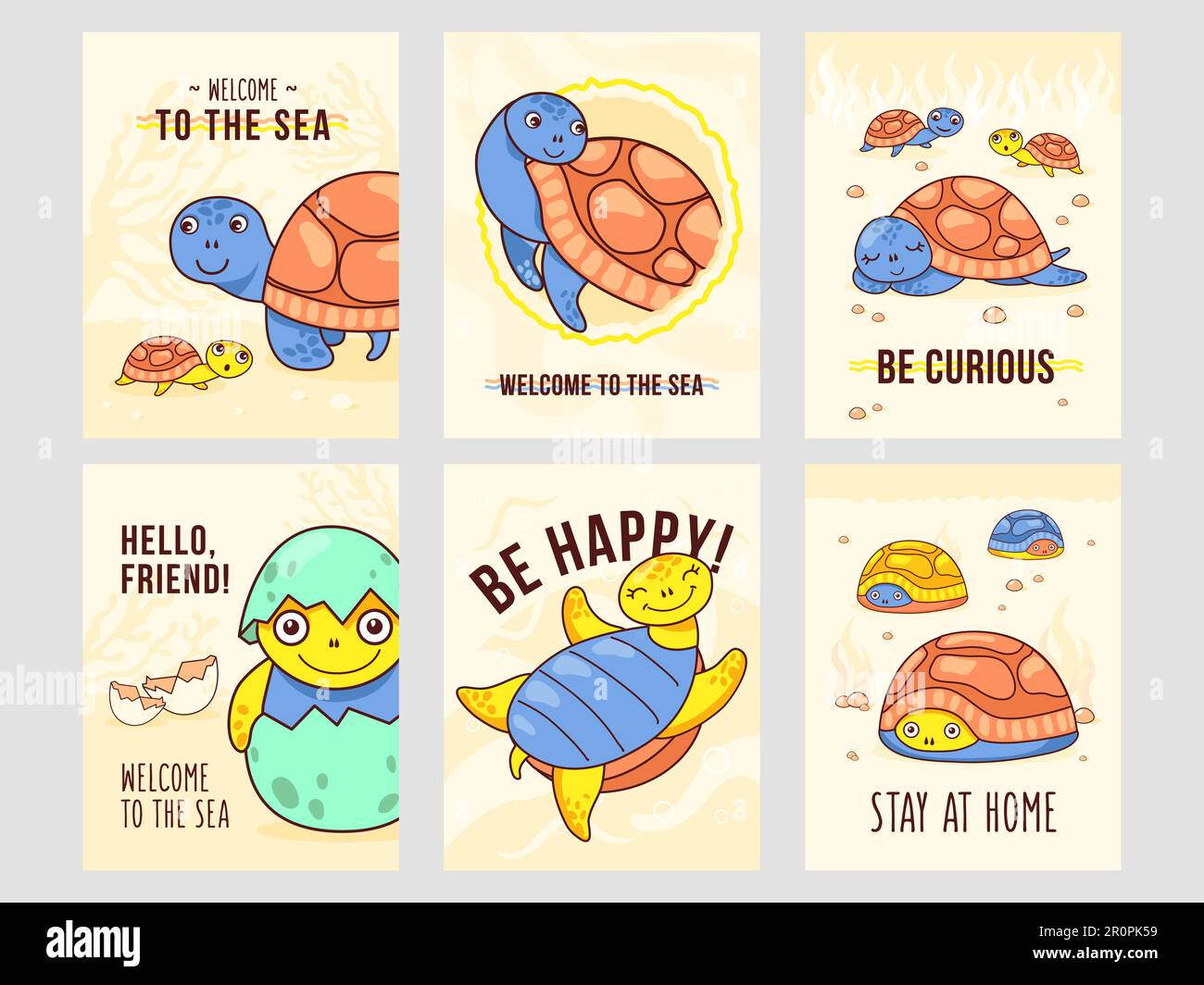 Modern leaflet designs with happy turtles Stock Vector Image & Art - Alamy