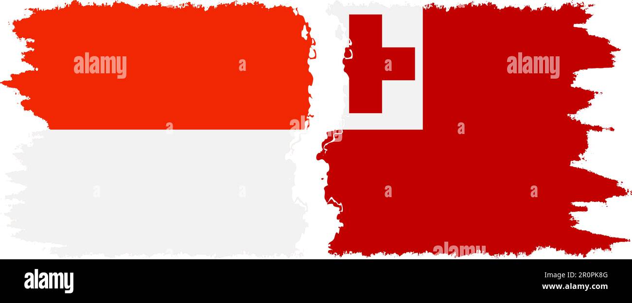 Tonga and Indonesia grunge flags connection, vector Stock Vector Image ...