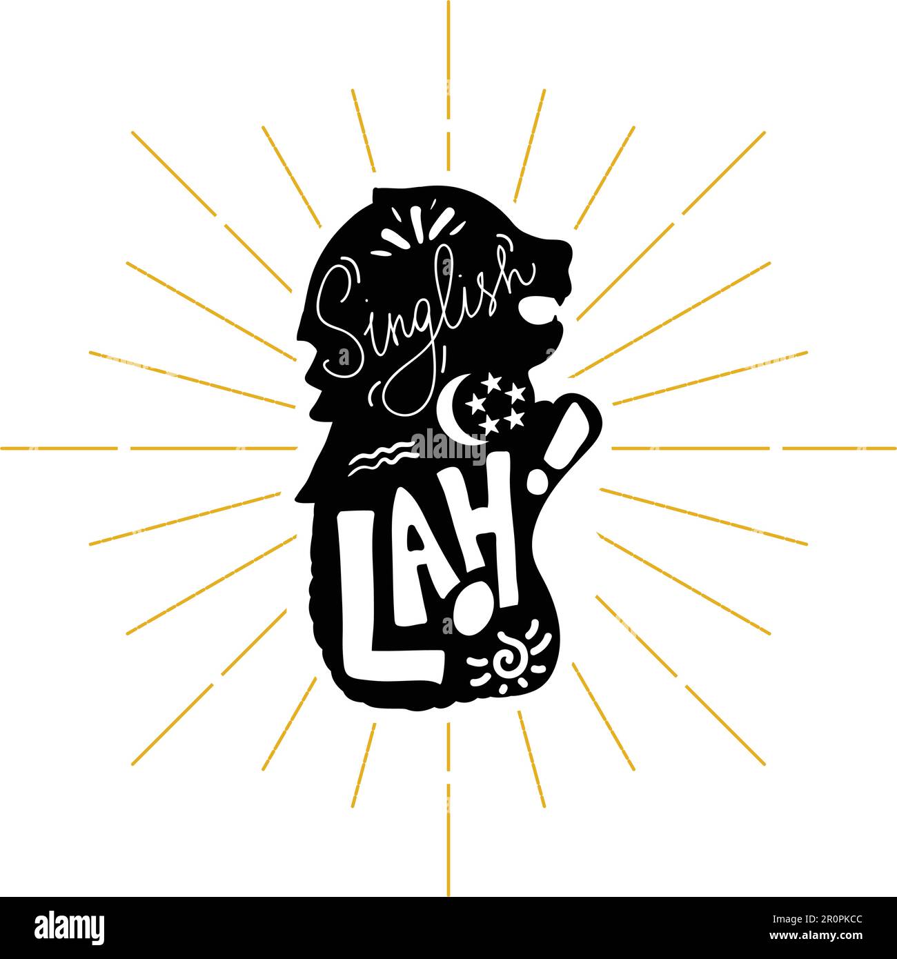 Singlish Lah inscribed in singaporean merlion sillhoette. Vector Stock ...
