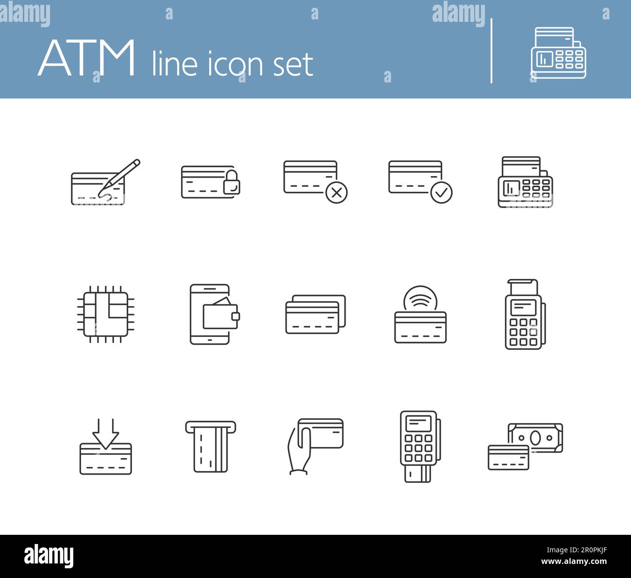 ATM line icon set Stock Vector Image & Art - Alamy