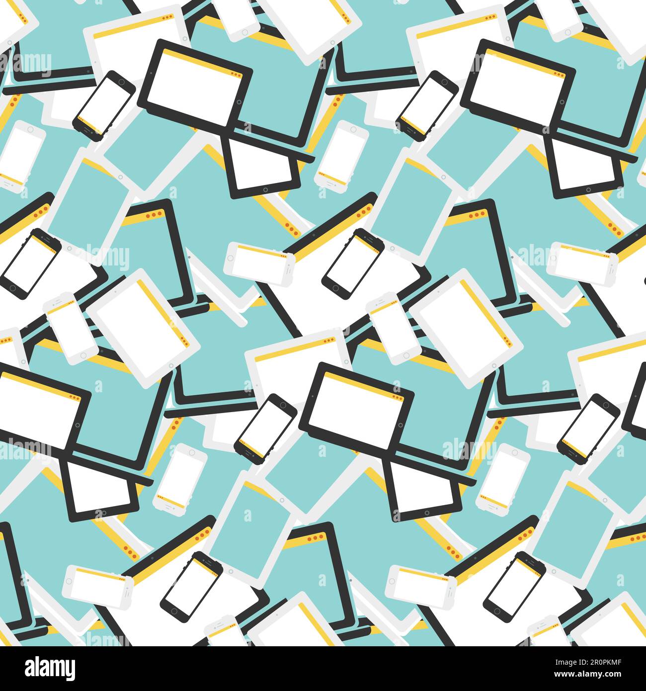 Stylish seamless pattern with notebook, smartphone and tablet in flat ...