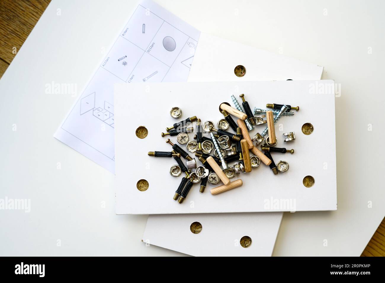 New white laminated chipboard furniture self mounting set with fitting ...