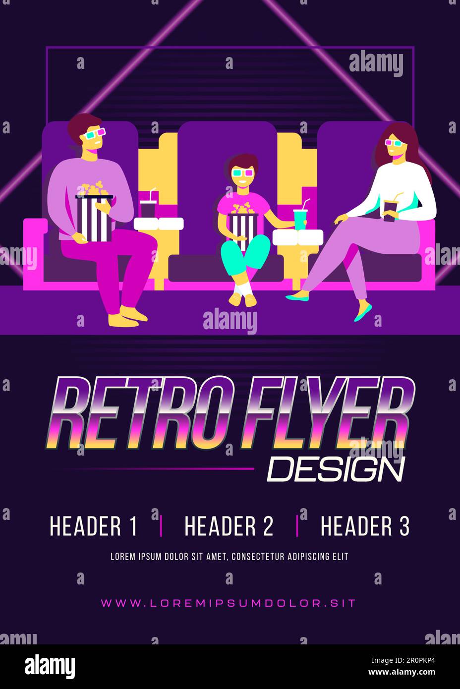 Father, mother and son in 3d glasses sitting in chairs Stock Vector Image & Art - Alamy