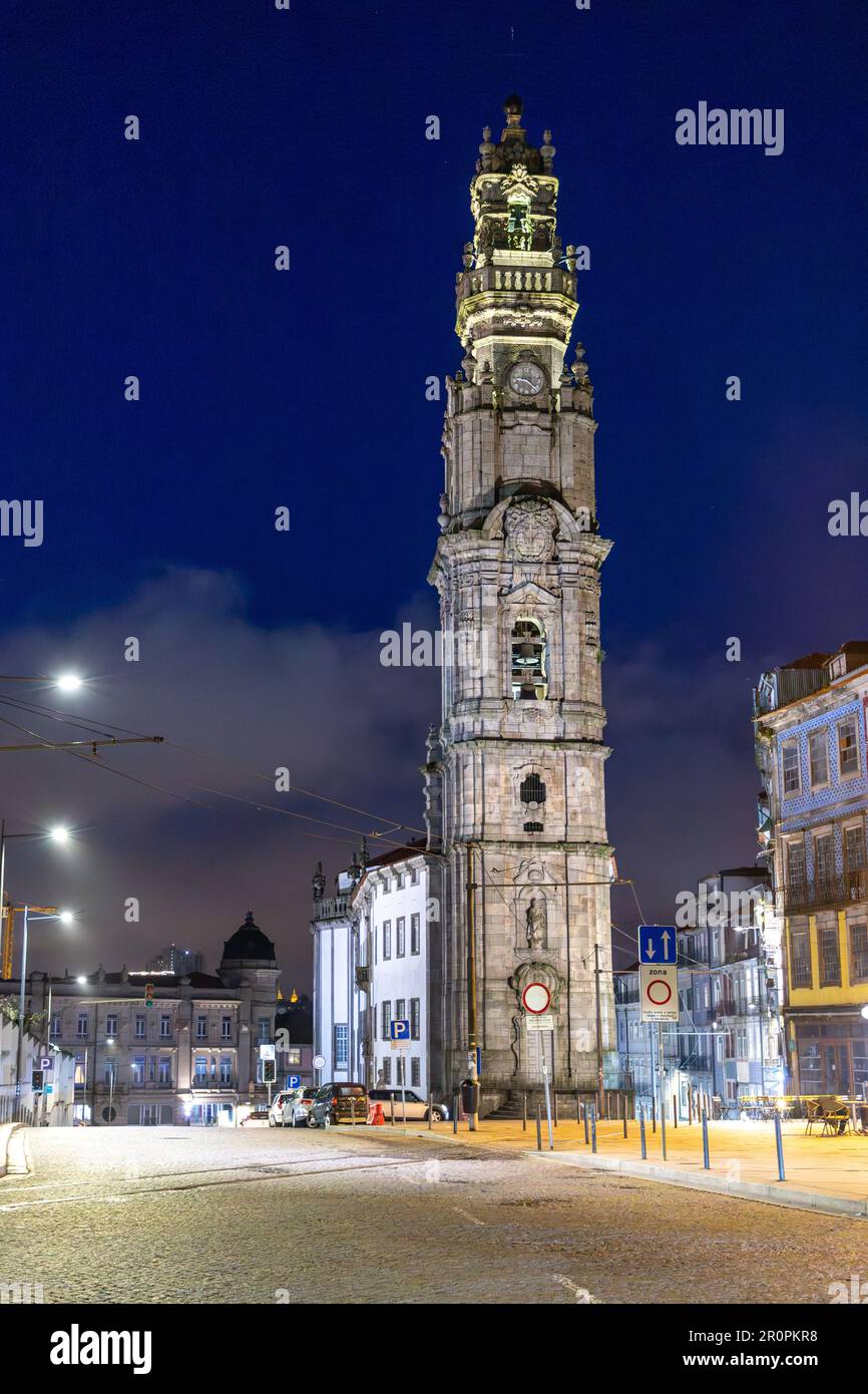 the Clérigos church or in english Church of the Clergymen by night in ...