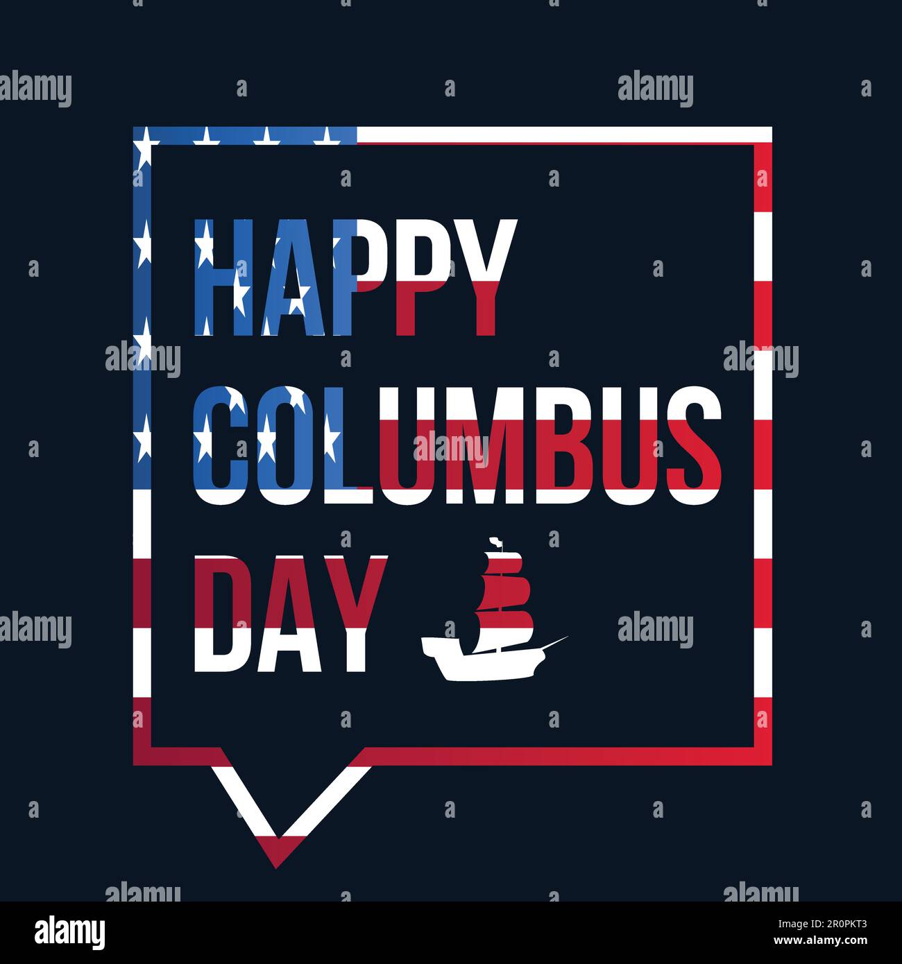 Happy Columbus Day Celebration Banner With USA Flag And Ship. Vector ...