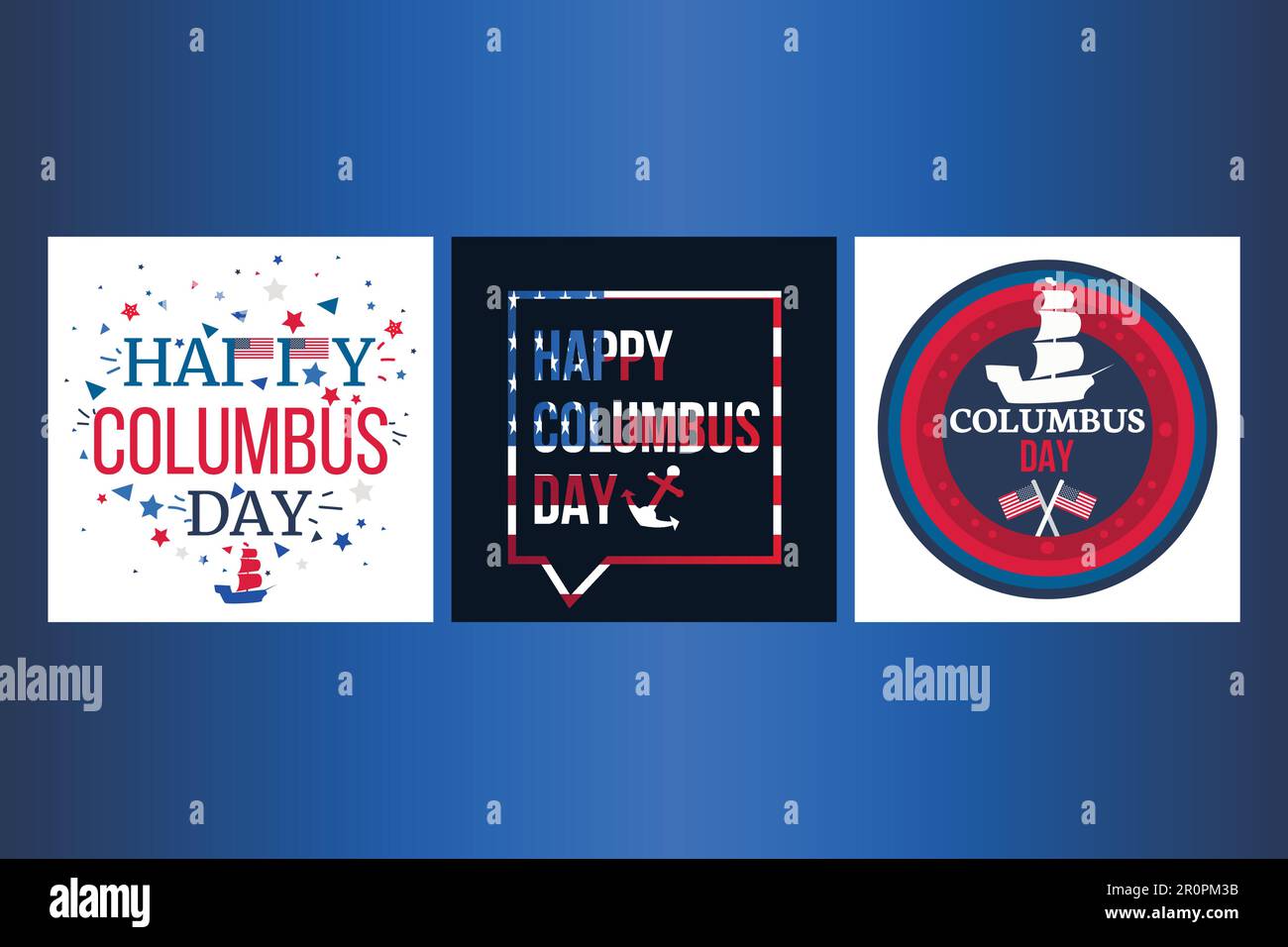 Happy Columbus Day Celebration Banner With USA Flag And Ship. Vector ...