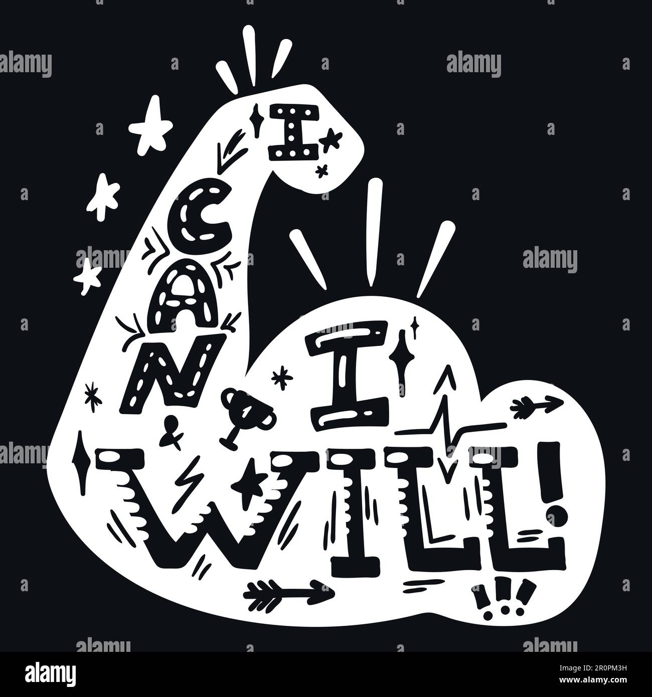 I Can And I Will. Sport Motivation. Hipster flat super slogan. Inspire ...
