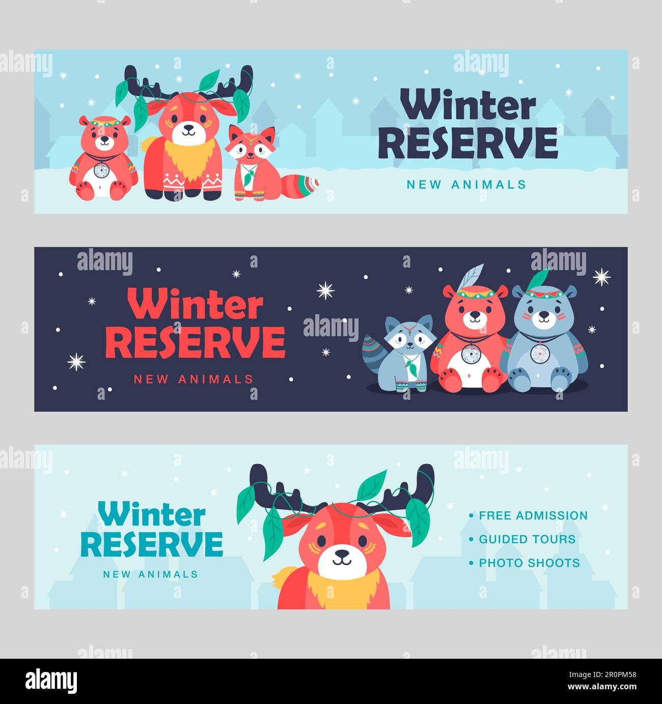 Creative banner designs with animals wearing dreamcatchers Stock Vector ...