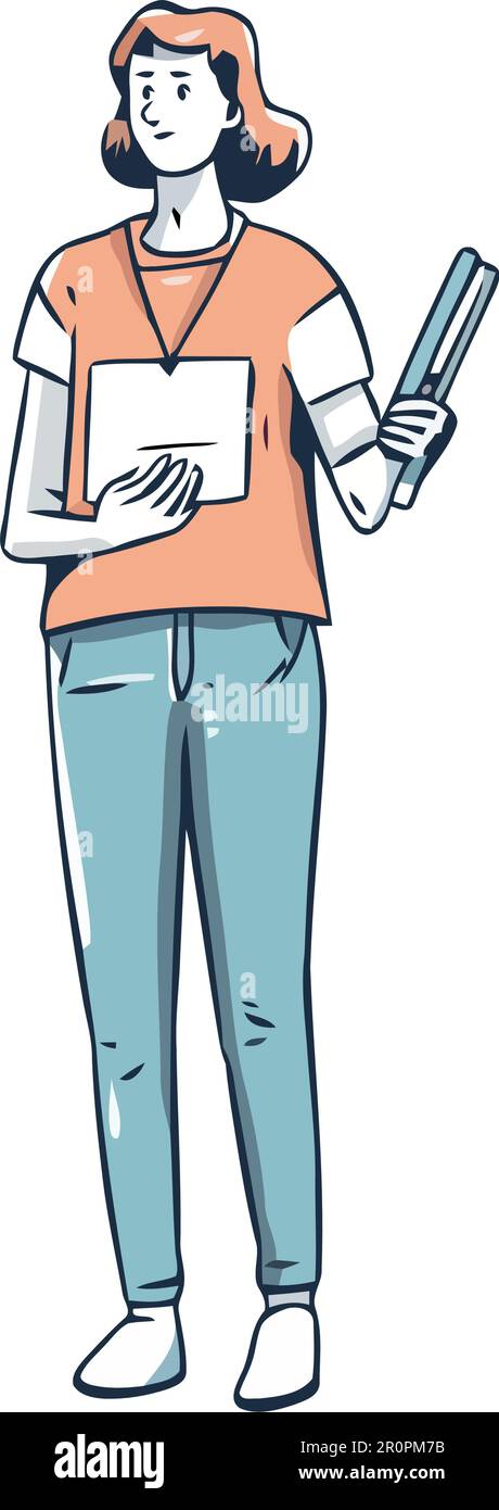 Smiling businesswoman using modern Stock Vector Images - Alamy