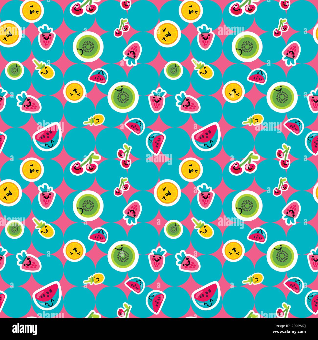 Vector Summer Fruits Patterns in cartoon style. Fruits and berries ...