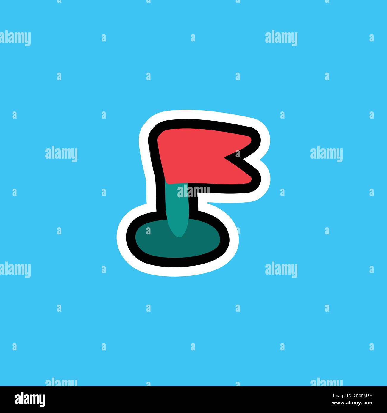 Cartoon sticker with pointer and flag. Vector Stock Vector Image & Art ...