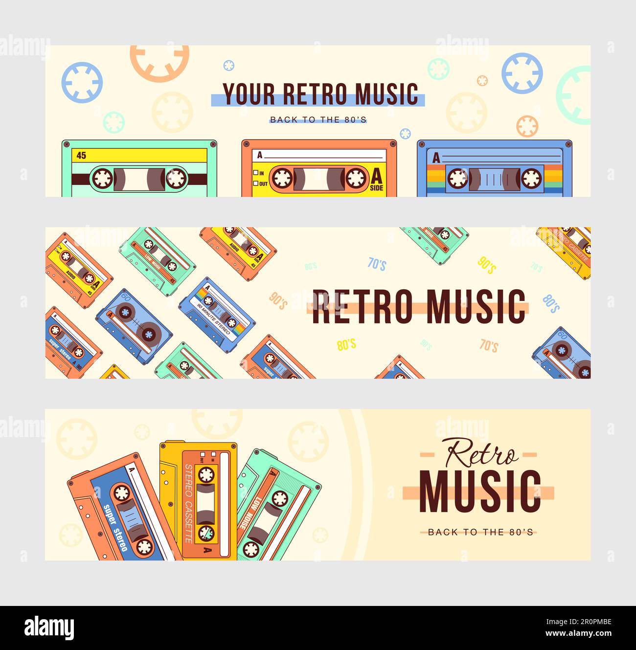 Creative banner designs with compact cassettes Stock Vector Image & Art ...