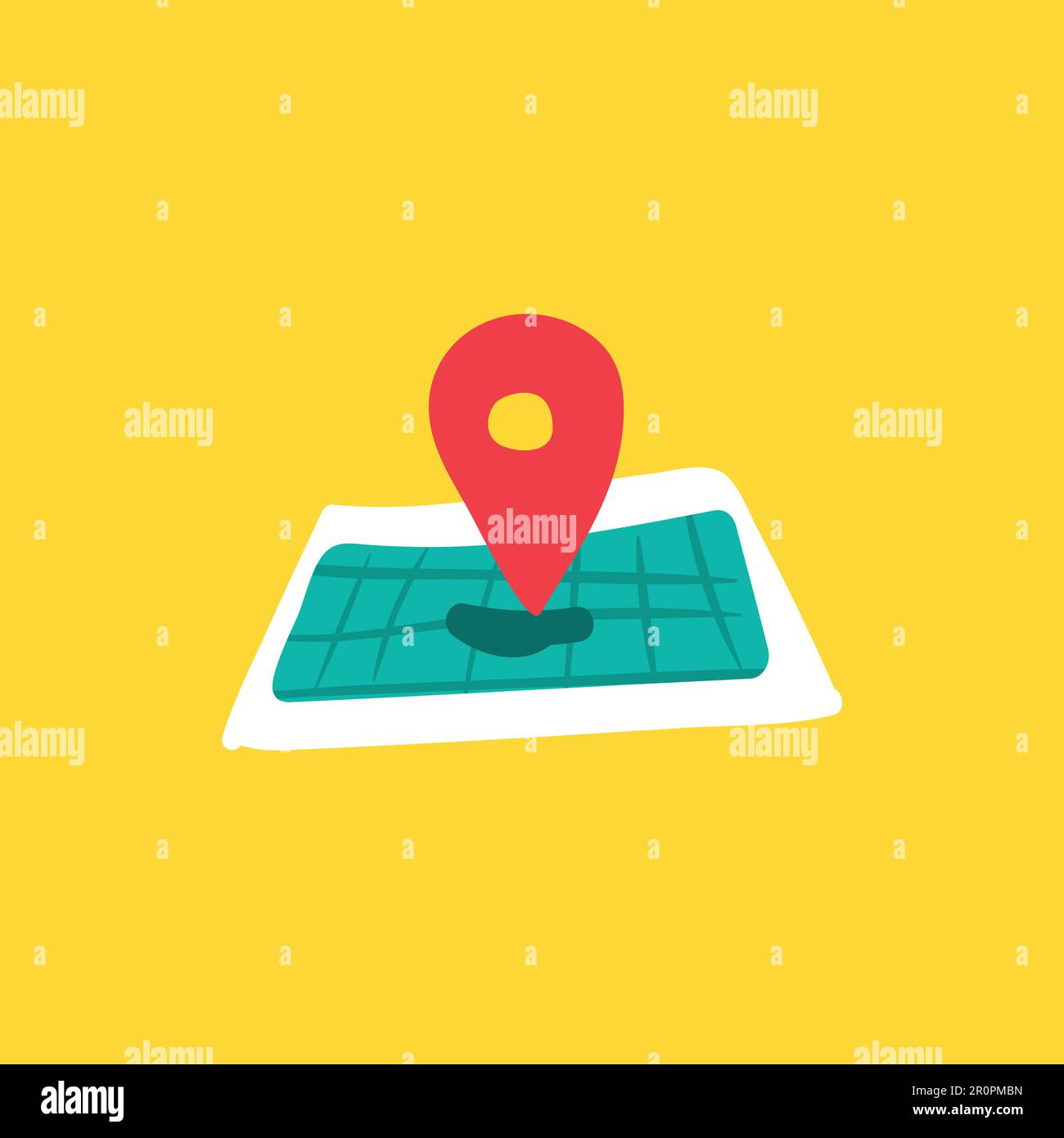 Pinpoint flat color illustration. Map, route, location. Navigation hand ...