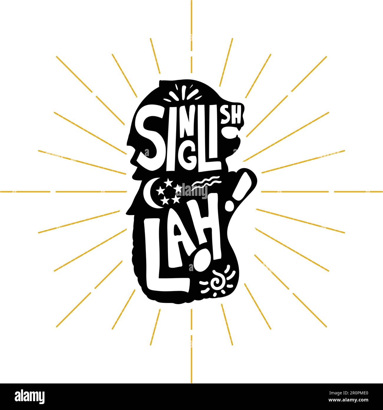 Singlish Lah inscribed in singaporean merlion sillhoette. Vector Stock ...