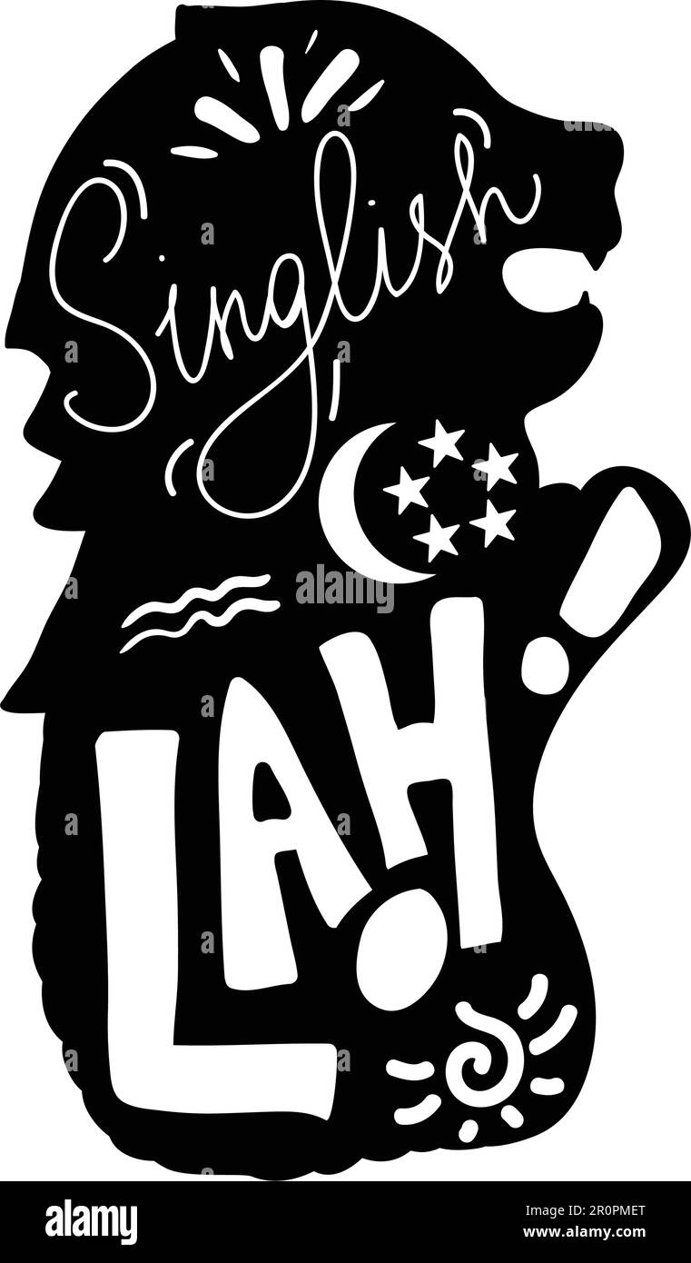 Singlish Lah inscribed in singaporean merlion sillhoette. Vector Stock ...