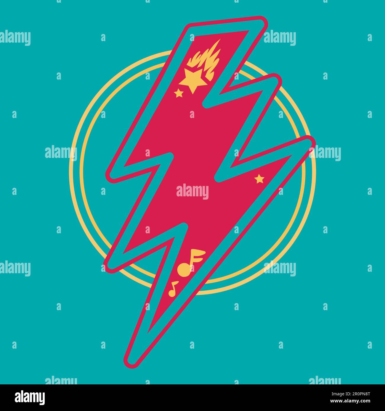 Musical template logo with thunderbolt and notes. Vector Stock Vector ...