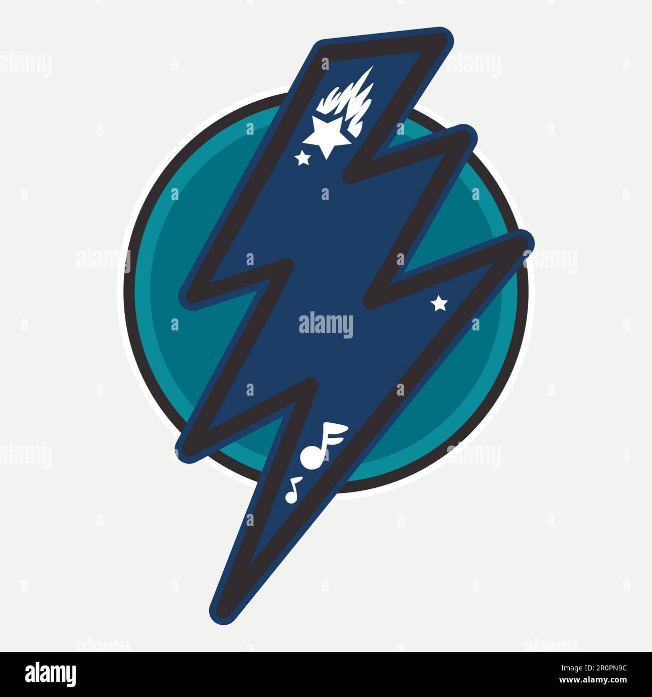 Thunder flat color illustration. Lightning bolt in circle. Speed ...