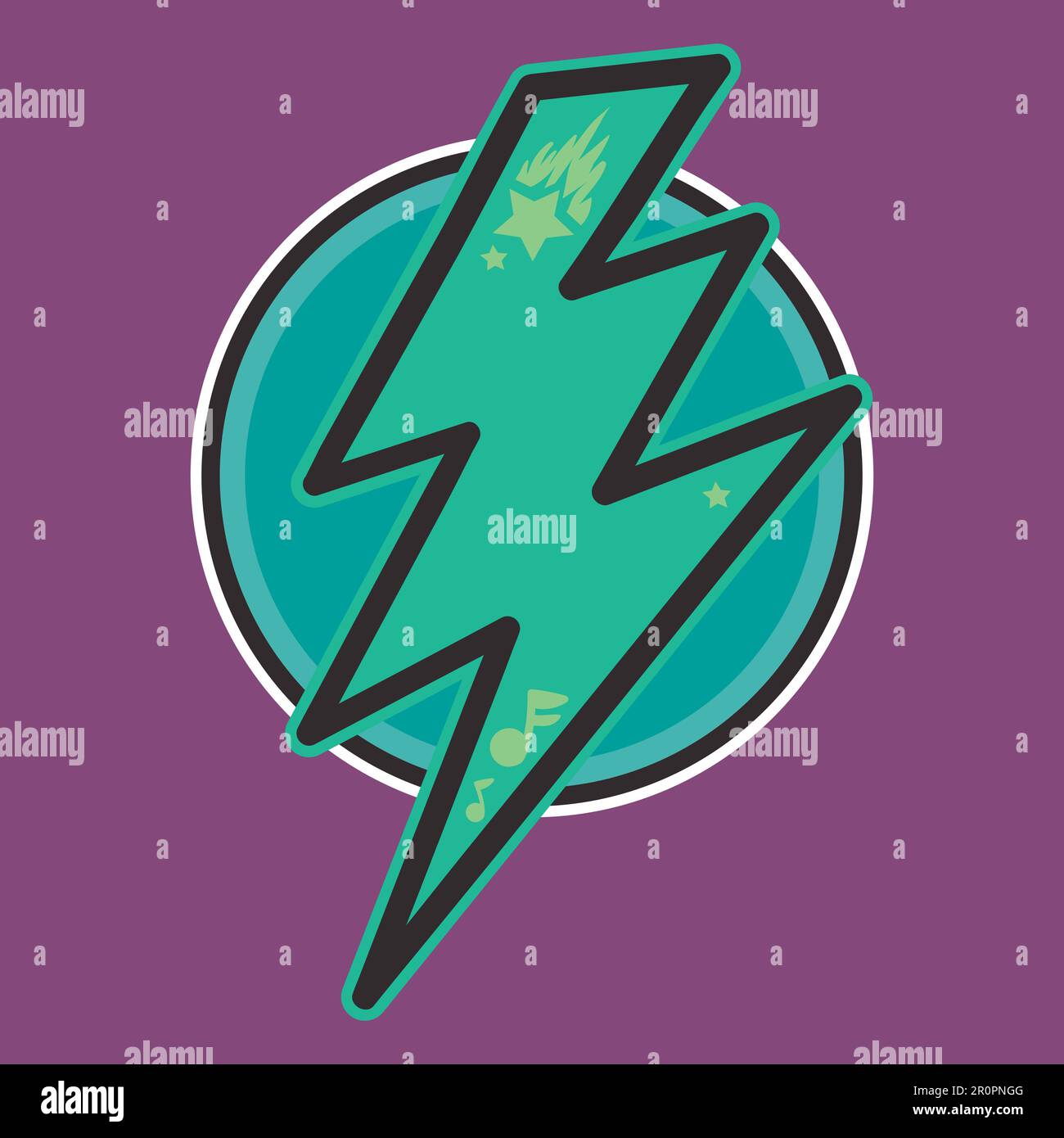 Musical template logo with thunderbolt and notes. Vector Stock Vector ...