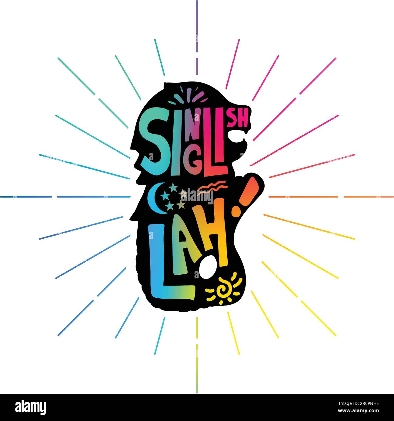Singlish Lah inscribed in singaporean merlion sillhoette. Vector Stock ...