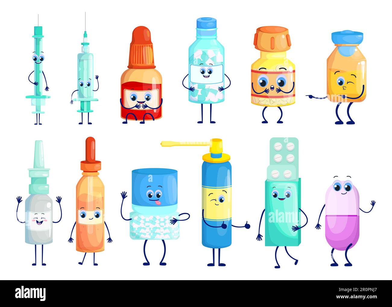 Pharmaceuticals cartoon characters set Stock Vector Image & Art - Alamy