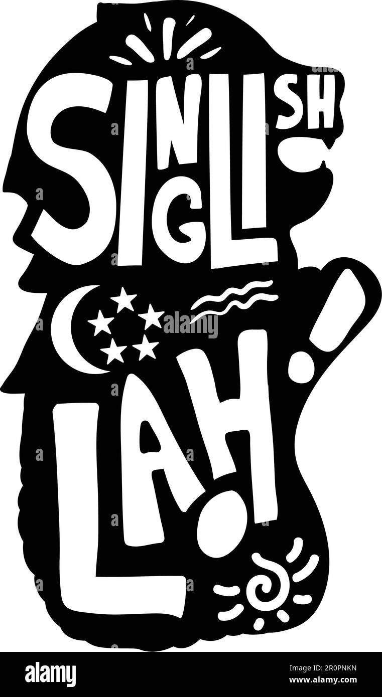 Singlish Lah inscribed in singaporean merlion sillhoette. Vector Stock ...