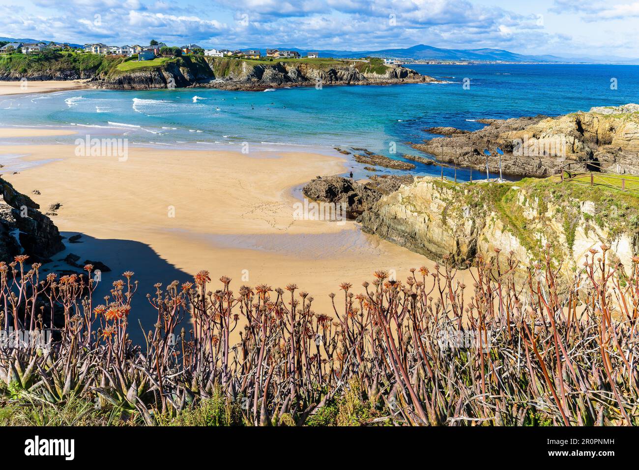 Coast and beaches of the tourist village of Tapia de Casariego, in ...