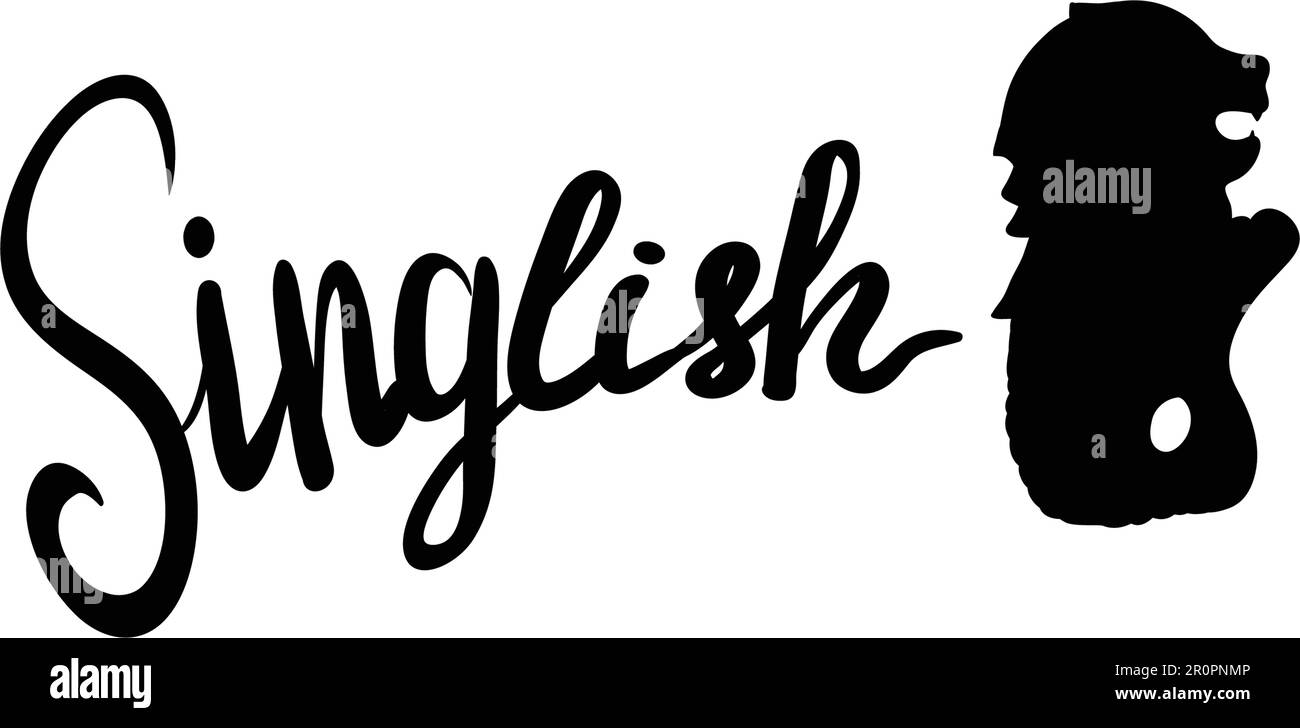 Singlish text with singaporean merlion sillhoette. Vector Stock Vector ...