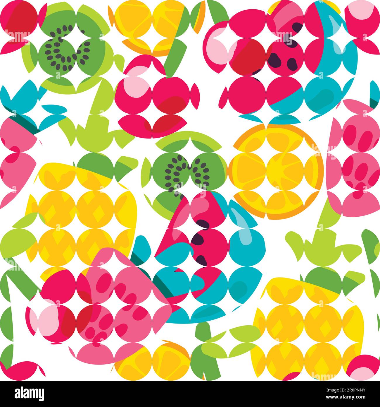 Vector Summer Fruits Patterns in cartoon style. Fruits and berries ...