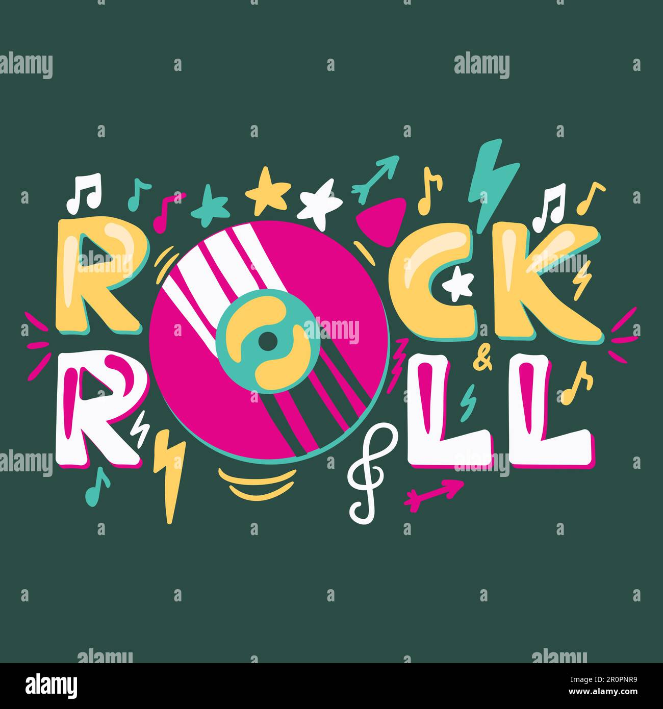 Retro Rock n Roll Label. Music fest badge. Festival banner with music ...