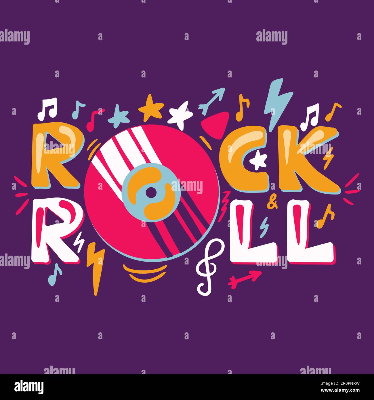 Retro Rock n Roll Label. Music fest badge. Festival banner with music ...