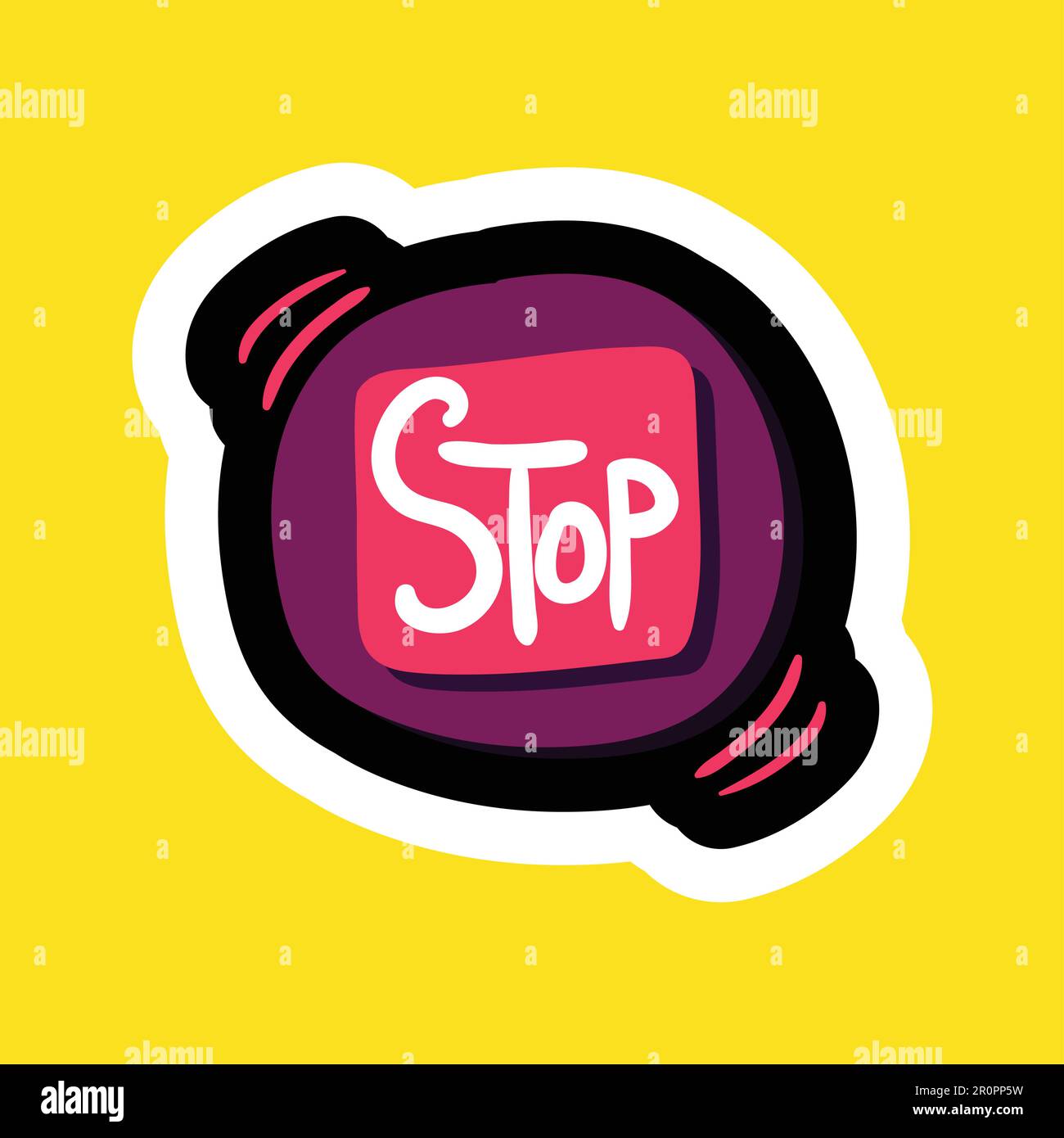 Stylish colorful cartoon business sticker with stop button. Time ...