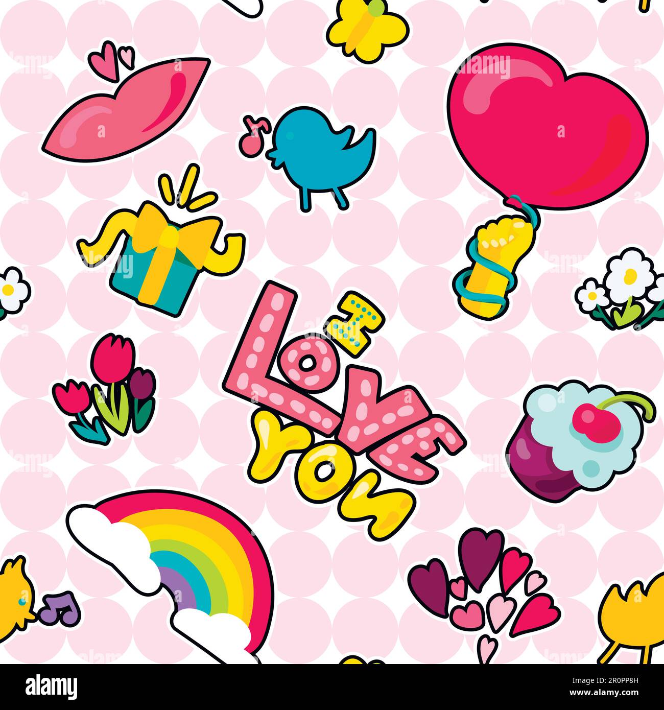 Vector romantic love patch I love you and girl fashion patchworks ...