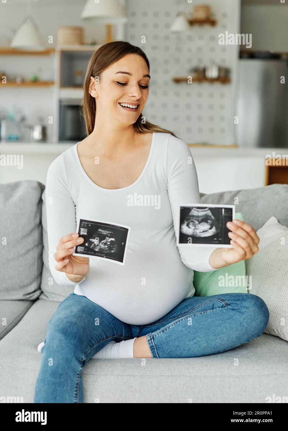 woman ultrasound pregnant mother holding female pregnancy baby belly ...
