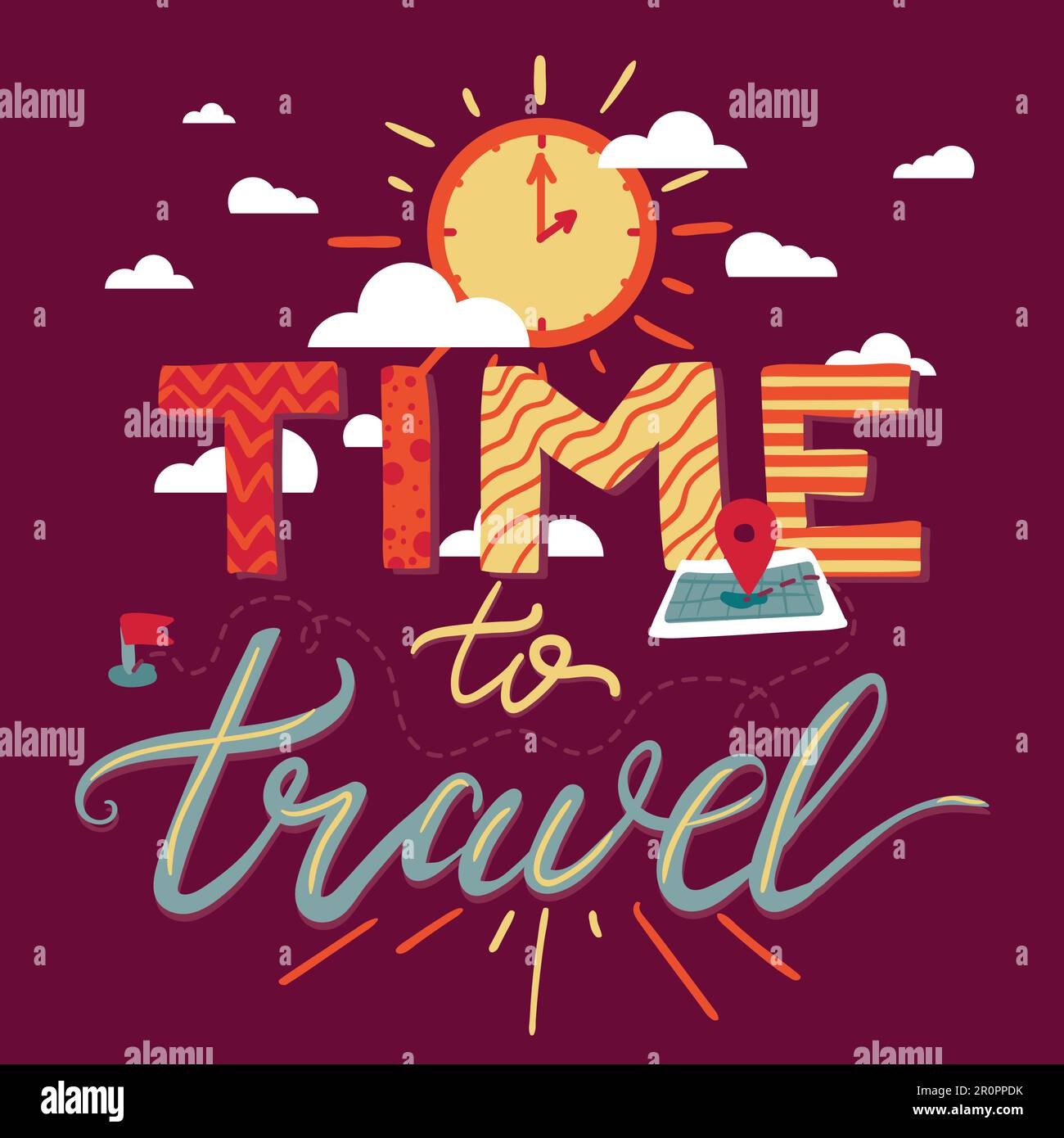 Time To Travel Lettering Poster. Tourism, motivational and adventure ...