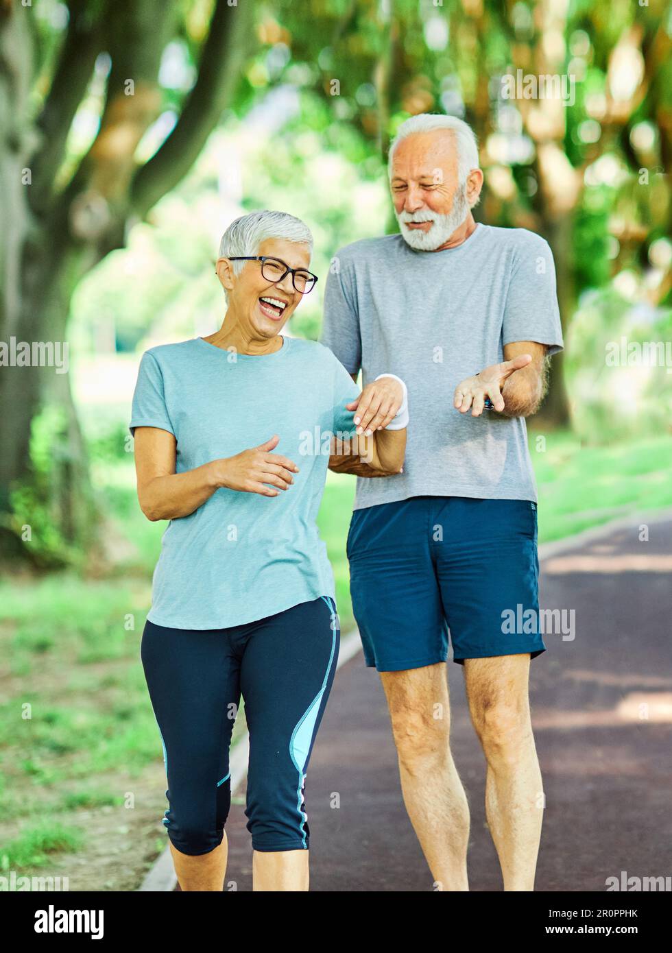 outdoor senior fitness woman man lifestyle active sport exercise ...